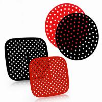China Reusable Square Silicone Air Fryer Mat Non Stick 21cm BPA Free Heat Resistant 430F for sale