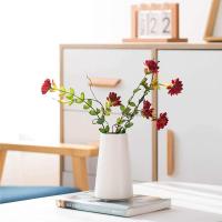 China White Ceramic Vase 8x6 Inch Minimalist Home Decor for Living Room Kitchen Office Desk for sale
