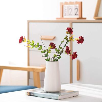 China White Ceramic Vase 8x6 Inch Minimalist Home Decor for Living Room Kitchen Office Desk for sale