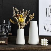 China White Ceramic Vase 8x6 Inch Minimalist Home Decor for Living Room Kitchen Office Desk for sale