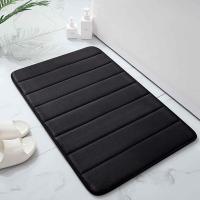China Black Memory Foam Bath Mat 16x24 Inch Non Slip Rubber Back Absorbent Bathroom Rug for sale