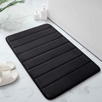 China Black Memory Foam Bath Mat 16x24 Inch Non Slip Rubber Back Absorbent Bathroom Rug for sale