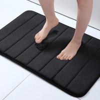 China Black Memory Foam Bath Mat 16x24 Inch Non Slip Rubber Back Absorbent Bathroom Rug for sale