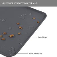 China Gray Silicone Dog Cat Bowl Mat 18.5x11.5 Non Stick Waterproof Pet Feeding Pad for sale