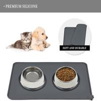 China Gray Silicone Dog Cat Bowl Mat 18.5x11.5 Non Stick Waterproof Pet Feeding Pad for sale