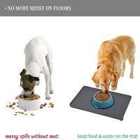 China Gray Silicone Dog Cat Bowl Mat 18.5x11.5 Non Stick Waterproof Pet Feeding Pad for sale
