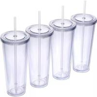 China Transparent 32 oz Insulated Double Wall PS Tumbler BPA Free for sale