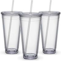 China Transparent 32 oz Insulated Double Wall PS Tumbler BPA Free for sale
