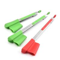 China Stainless Steel 2-in-1 Spatula Tongs Silicone Clips 12 Inch Non-Stick Kitchen Utensil for sale