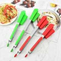 China Stainless Steel 2-in-1 Spatula Tongs Silicone Clips 12 Inch Non-Stick Kitchen Utensil for sale