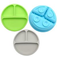 China Food Grade Silicone Baby Plates with Suction 7.8 Inch 3 Compartment Divided Toddler Plates with Lids for sale