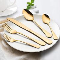China Gold Stainless Steel Cutlery Set 24 Piece Flatware Silverware Kitchen Utensil for sale
