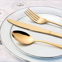 China Gold Stainless Steel Cutlery Set 24 Piece Flatware Silverware Kitchen Utensil for sale
