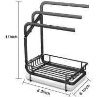 China Stainless Steel Sponge Holder Kitchen Sink Caddy Organizer with Drain Pan 5.7x8.27x11.02 Inch for sale