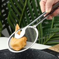 China Stainless Steel Oil Frying Filter Clip 28cm Food Strainer Tongs for Deep Fried Food for sale