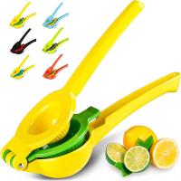 China Yellow Metal Hand Juicer Lemon Squeezer 2-in-1 Heavy Duty Manual Citrus Press for sale