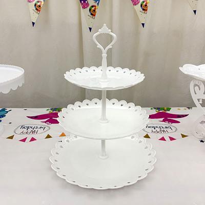 China Plastic White 2 3 Tier Cupcake Stand Fruit Plate 40cm for Wedding Party for sale