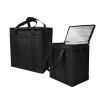 China Black Reusable Insulated Grocery Shopping Bags 16x12.5x9 Inch 60lb Capacity Food Transport Storage for sale