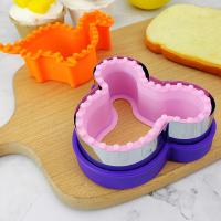China Stainless Steel Sandwich Cutter Set 4 Shapes Heart Star Circle Dinosaur DIY Bread Mold for sale