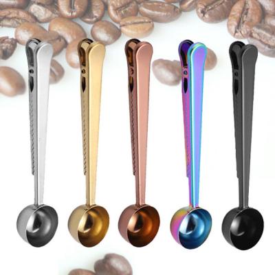 China Stainless Steel Measuring Spoon with Coffee Bag Clip 15ml 17.5cm Long Handle for sale