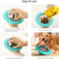 China Yellow Blue Plastic Pet Planet Toy Ball Dog Flying Saucer Leaking Dispenser 6.5cm for sale