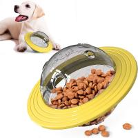 China Yellow Blue Plastic Pet Planet Toy Ball Dog Flying Saucer Leaking Dispenser 6.5cm for sale