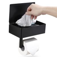 China Wall Mounted Stainless Steel Toilet Paper Holder 20.5x13x15.5cm Black Bathroom Tissue Dispenser for sale