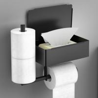 China Wall Mounted Stainless Steel Toilet Paper Holder 20.5x13x15.5cm Black Bathroom Tissue Dispenser for sale