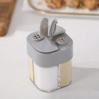 China 4 Grid Transparent Spice Box Seasoning Jar Portable 8.5x6.5x6.5cm Plastic Salt Pepper Shaker for sale