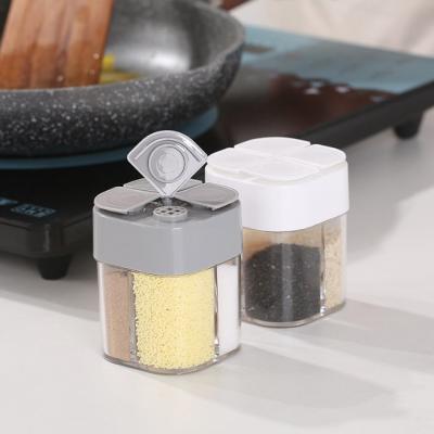 China 4 Grid Transparent Spice Box Seasoning Jar Portable 8.5x6.5x6.5cm Plastic Salt Pepper Shaker for sale