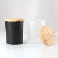 China Multicolor 10 Oz Frosted Glass Candle Jars with Bamboo Lids for Household Storage for sale