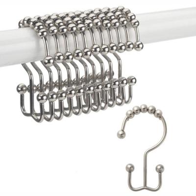 China Stainless Steel Shower Curtain Rings 12-Pack Double Glide Hooks for 3/4 to 1-1/8 Inch Rods for sale
