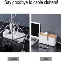China Plastic Cable Management Box with Bamboo Lid 12x5x4.5 Inch Cord Organizer for Surge Protector for sale