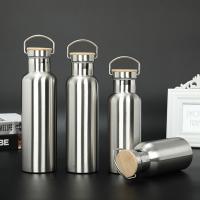China 12 oz Stainless Steel Double Wall Insulated Sports Bottle with Wooden Lid 350 ml for sale