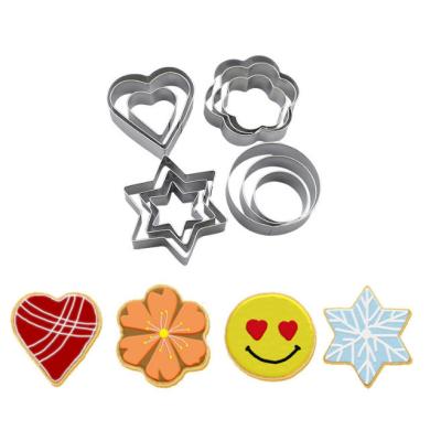 China 12 Piece Stainless Steel Cookie Cutter Set 304 Baking Biscuit Sandwich Molds 1.2 to 3.0 Inch for sale