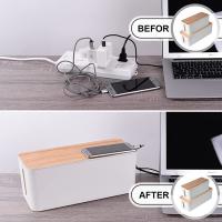 China Plastic White Bamboo Style Cable Management Box Multifunction for sale