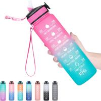 China Multicolor Tritan 32 oz Water Bottle with Time Marker and Motivational Quotes for sale