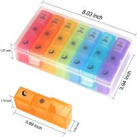 China Portable 7 Day Pill Box Moisture Proof Large Compartments BPA Free Plastic for sale