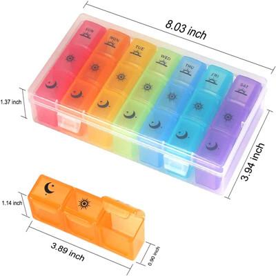 China Portable 7 Day Pill Box Moisture Proof Large Compartments BPA Free Plastic for sale