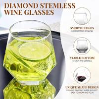 China Crystal Diamond Shape Stemless Wine Glass 350ml Transparent Cup Set of 6 for sale