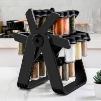 China 360 Degree Rotating Spice Rack With 18 Jars and Label for sale
