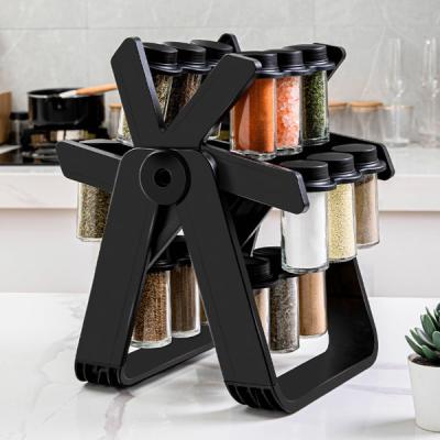 China 360 Degree Rotating Spice Rack With 18 Jars and Label for sale
