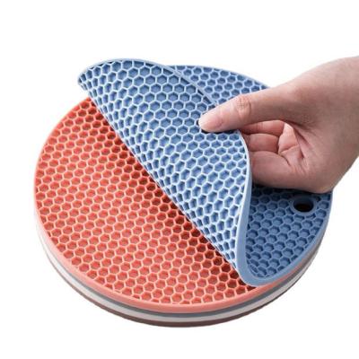 China Food Grade Silicone Hot Pot Holder Mat 18cm Non Slip Heat Resistant Trivet for sale