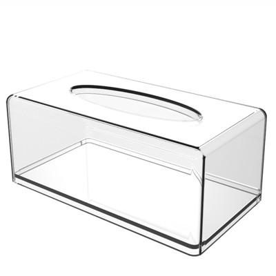 China Rectangular Clear Acrylic Tissue Box For Bathroom Facial Napkin for sale