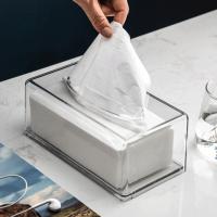 China Rectangular Clear Acrylic Tissue Box For Bathroom Facial Napkin for sale