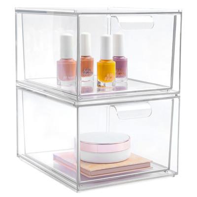 China Stackable Clear Plastic Makeup Organizer Drawers with Lid 6x7.88x4.5 Inch BPA-Free for sale