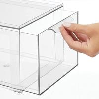 China Stackable Clear Plastic Makeup Organizer Drawers with Lid 6x7.88x4.5 Inch BPA-Free for sale