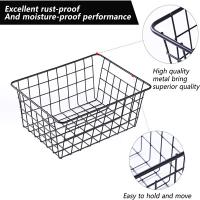 China Black Metal Wire Pantry Basket 11x8.7x4.7 Inch Rustproof Storage Bin for Kitchen Organization for sale