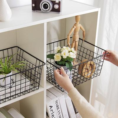 China Black Metal Wire Pantry Basket 11x8.7x4.7 Inch Rustproof Storage Bin for Kitchen Organization for sale