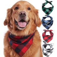 China 100% Cotton Buffalo Plaid Dog Bandana 4 Pack 45x64cm for Small Medium Large Dogs for sale